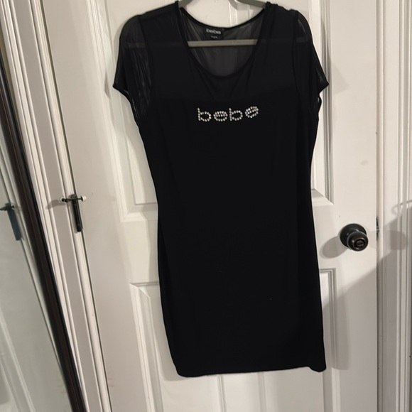 bebe | Dresses | Rare Vintage Bebe Rhinestone Mesh Logo Dress Perfect ...